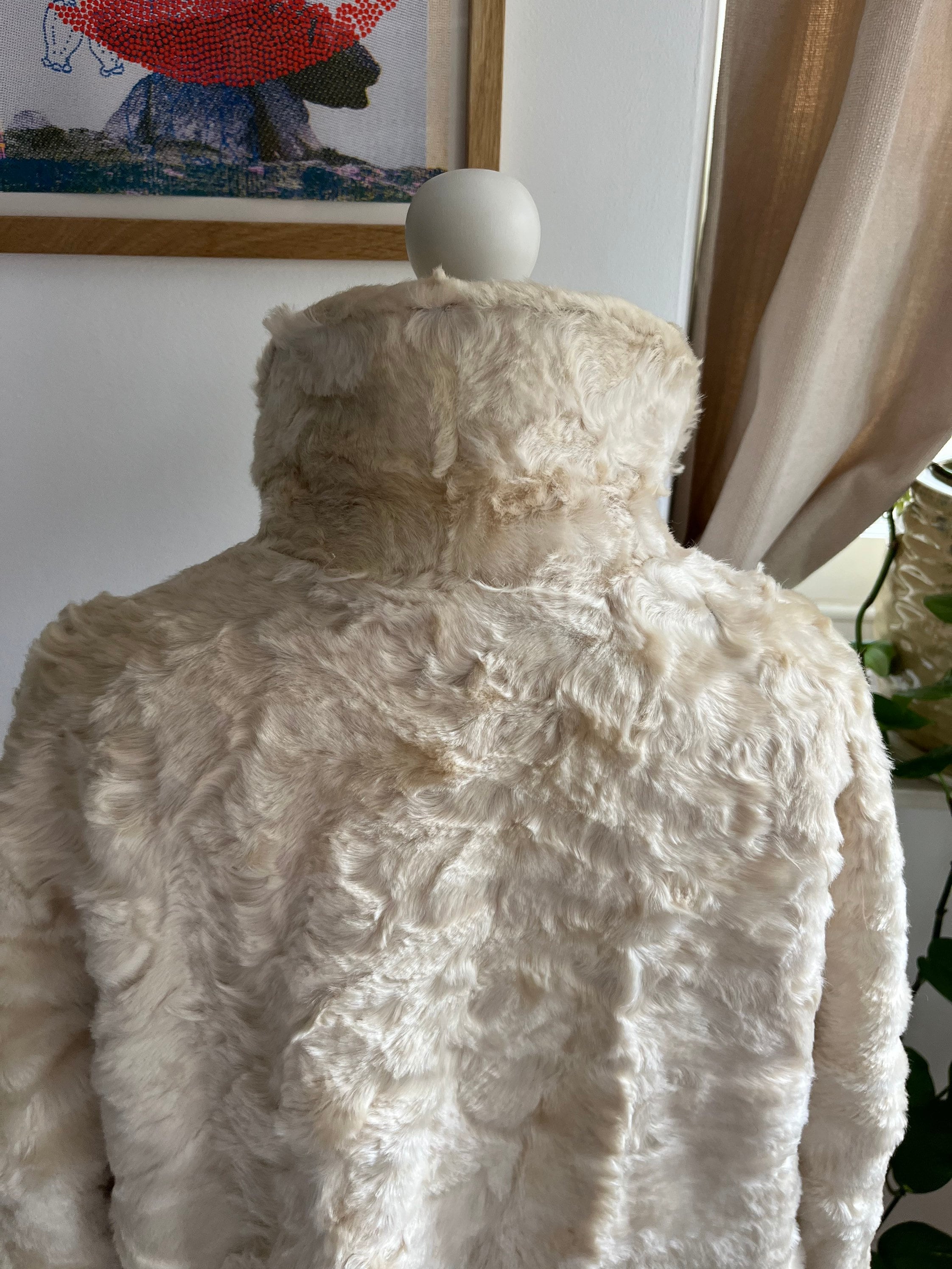 1950s Mid Century German Vintage Fur Coat White / Cream Astrakhan Fur ...