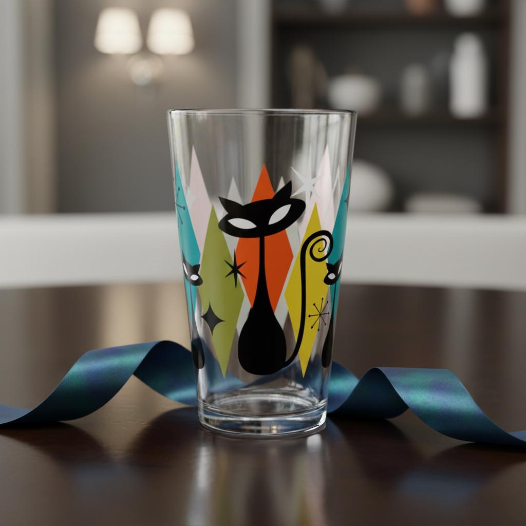 Atomic Cat Glasses - Mid Century Modern Cocktail Glass - Retro 50's ...