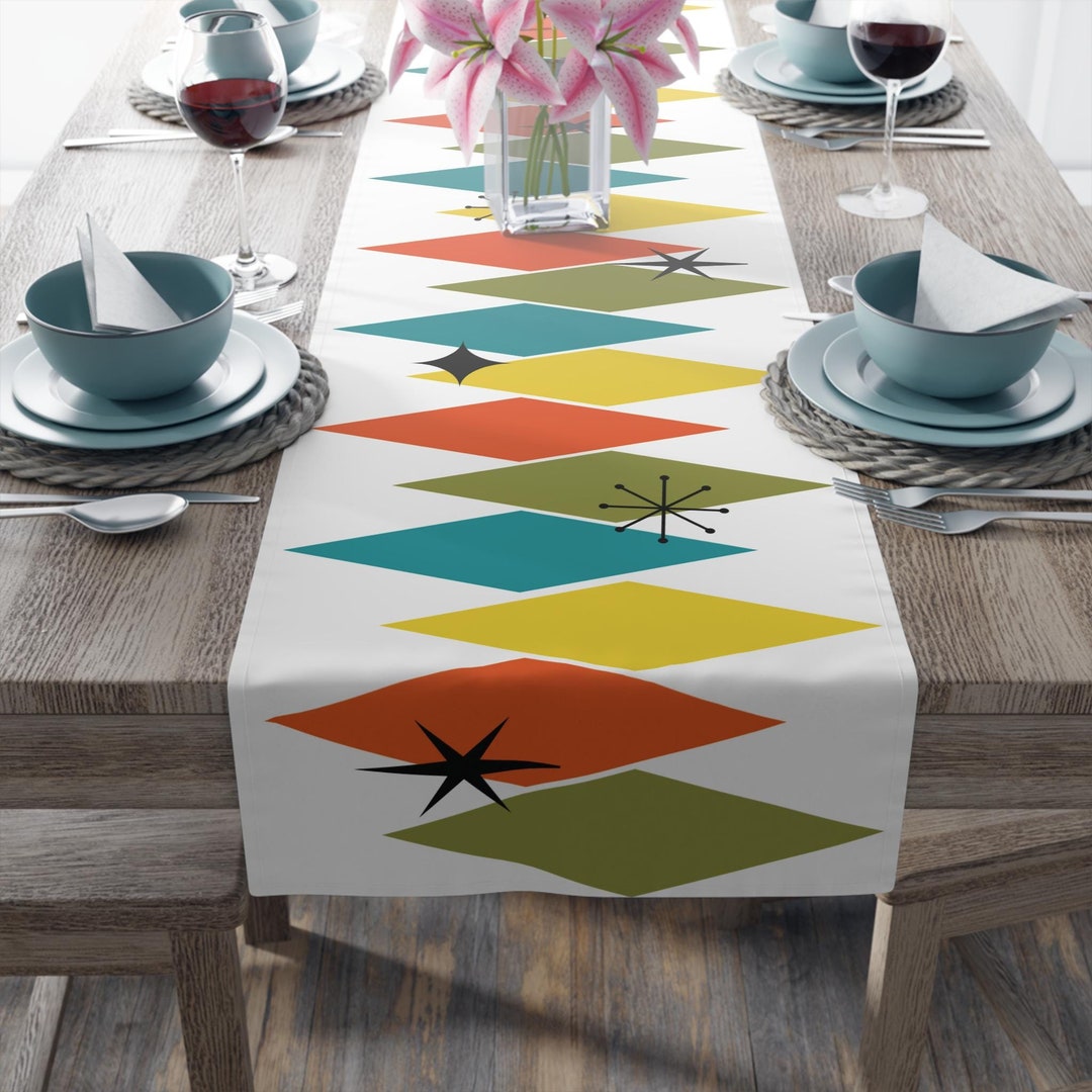 Mid Century Modern Table Runner - MCM Home Decor - Retro Tablescape - Etsy