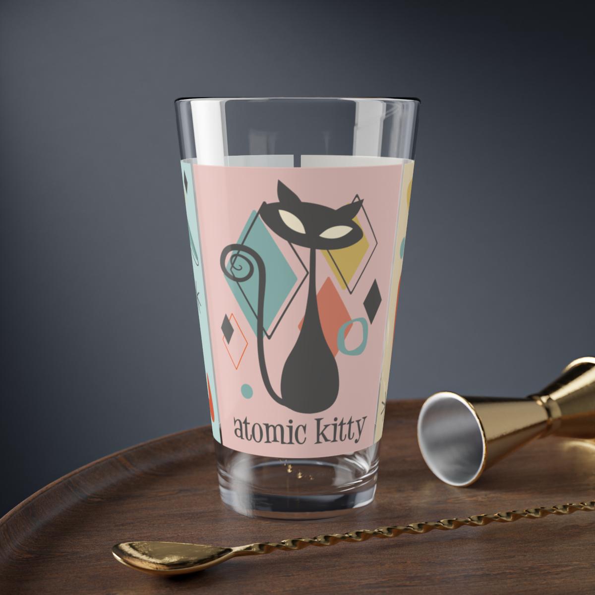 Atomic Kitty Glasses - Retro 50s Style Glassware - 1960's Pint Beer ...