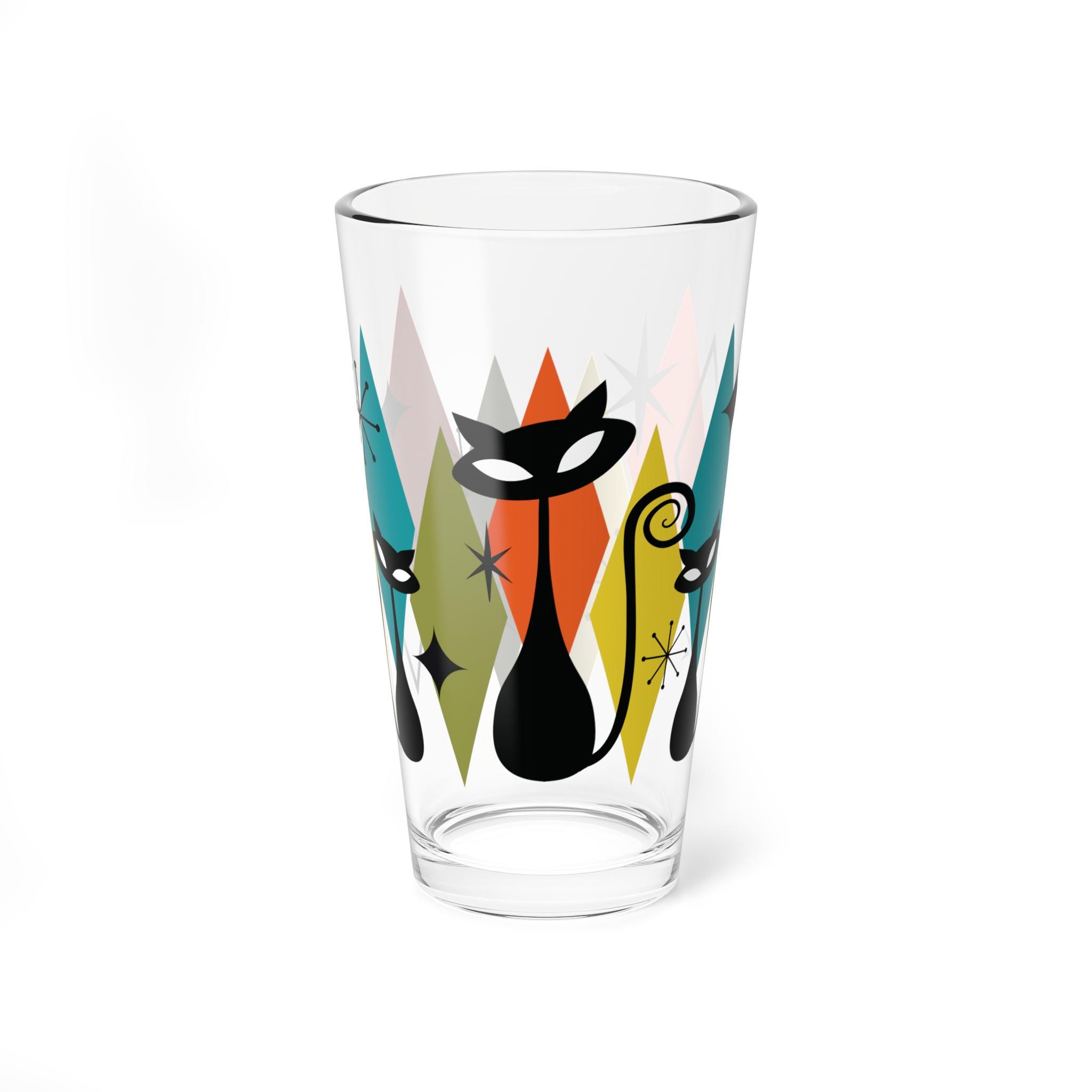Atomic Cat Glasses - Mid Century Modern Cocktail Glass - Retro 50's ...