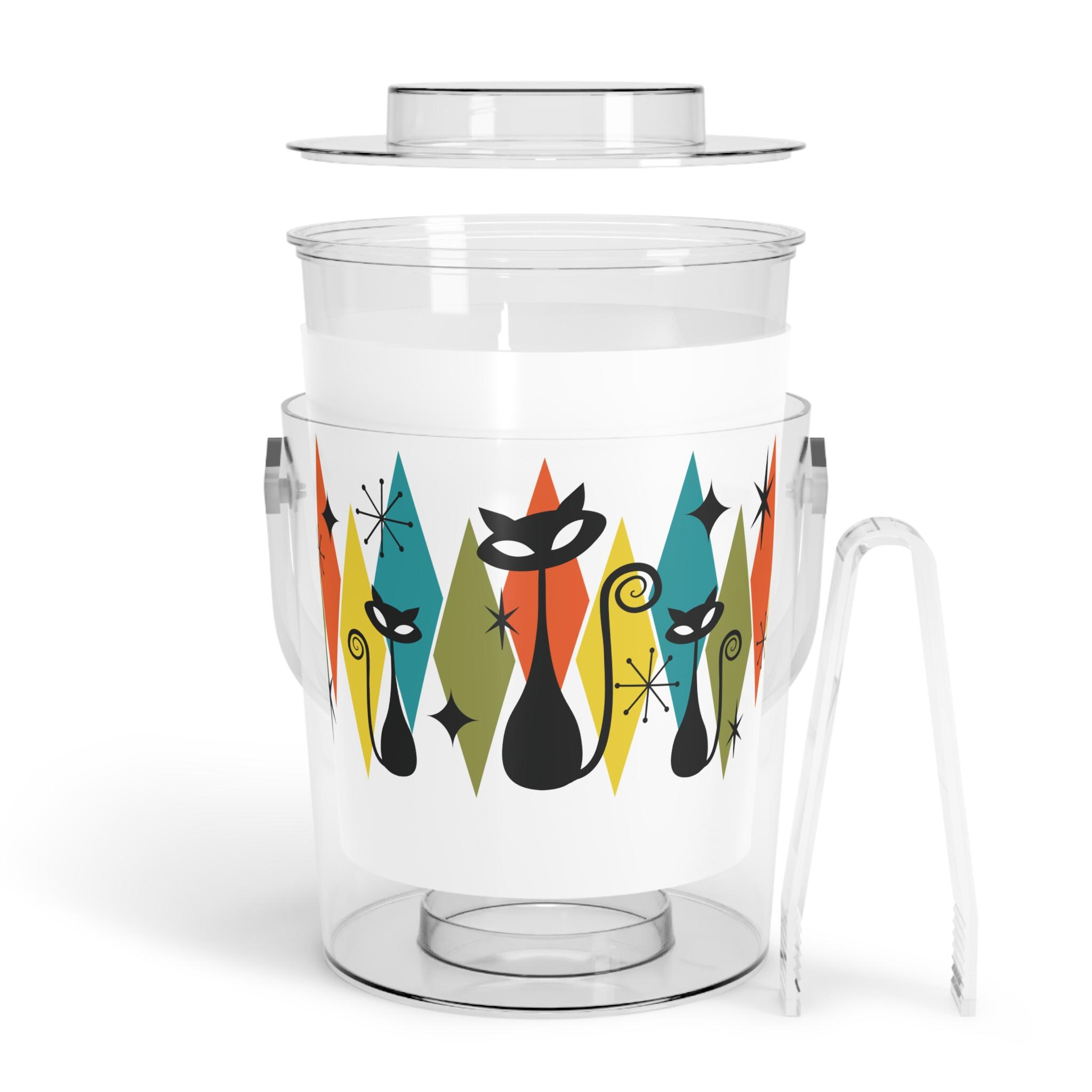 Atomic Cat Ice Bucket With Tongs - Midcentury Modern Barware Party ...