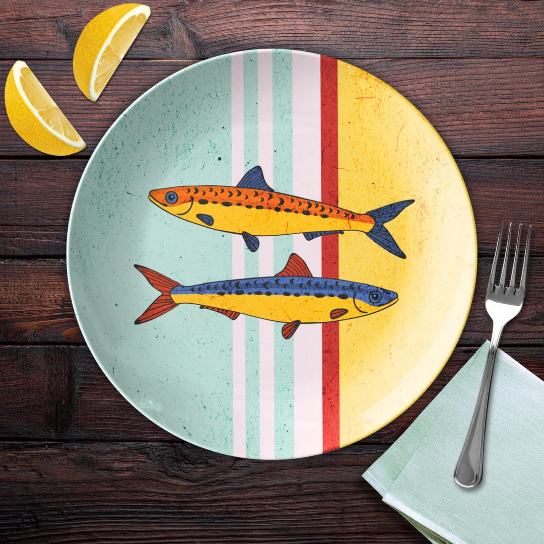 Sardines Dinner Plates - Rustic Dining Decor - Coastal Dishes - Sardine ...