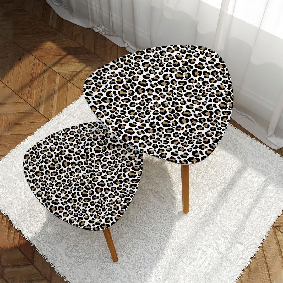 Leopard Print Side Tables - Triangle Coffee Table Set of 2 (made in USA ...