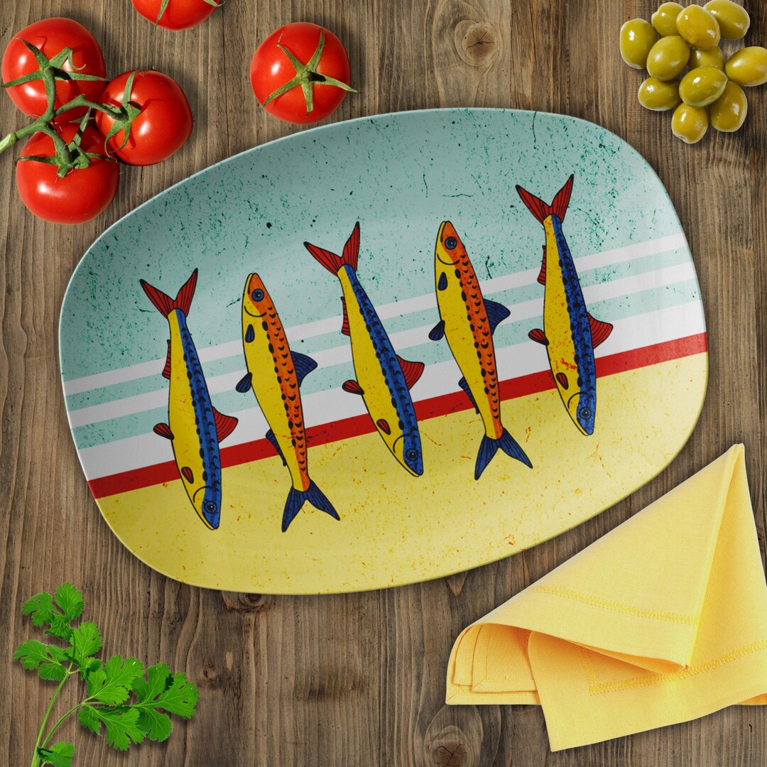 Sardines Serving Platter - Mediterranean Dinnerware - Coastal ...