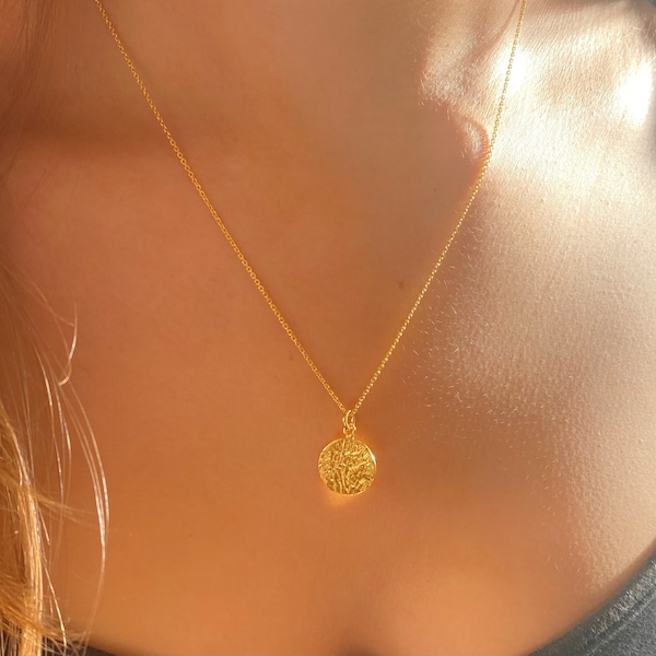 Gold Disc Pendant - Etsy