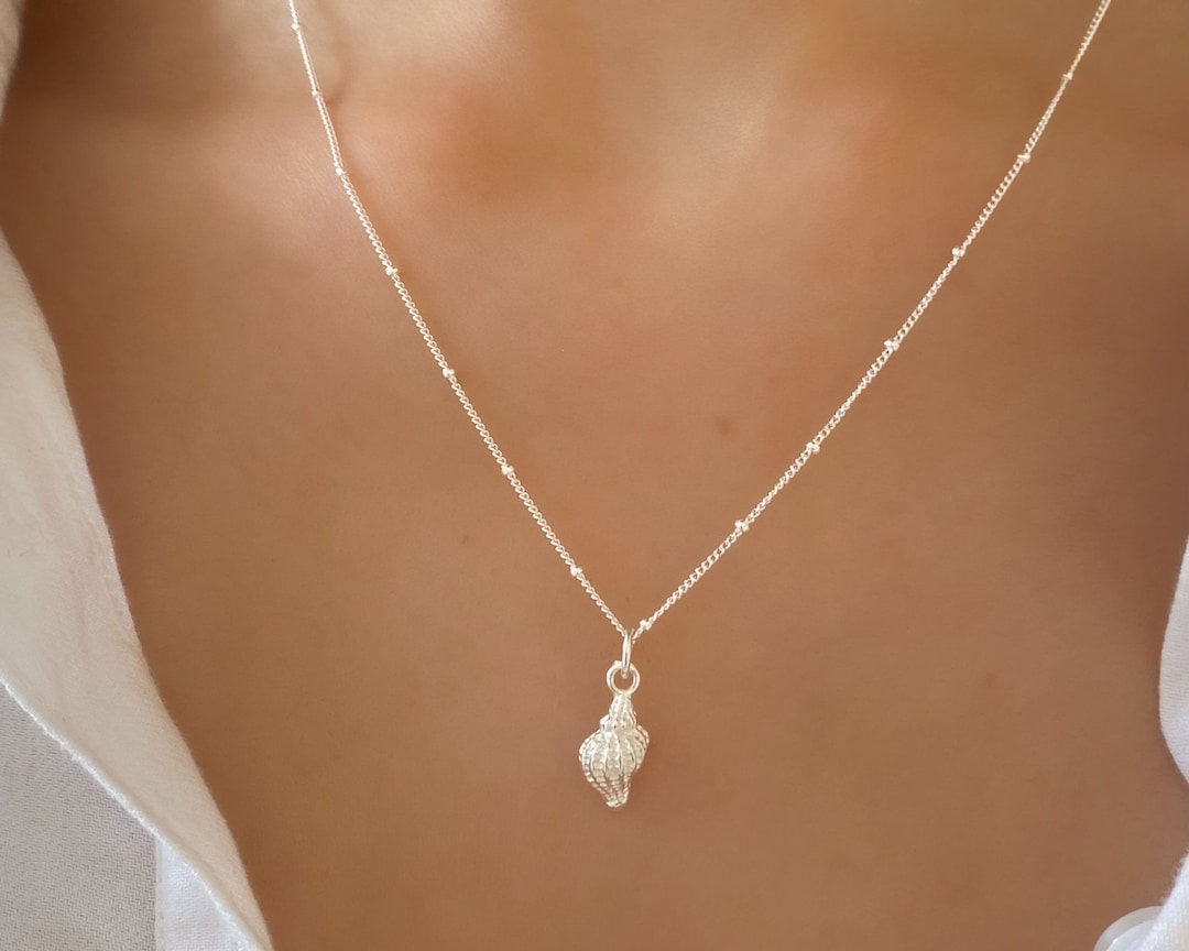Shell Necklace Sterling Silver 925 Sea Shell Pendant, Conch Shell ...