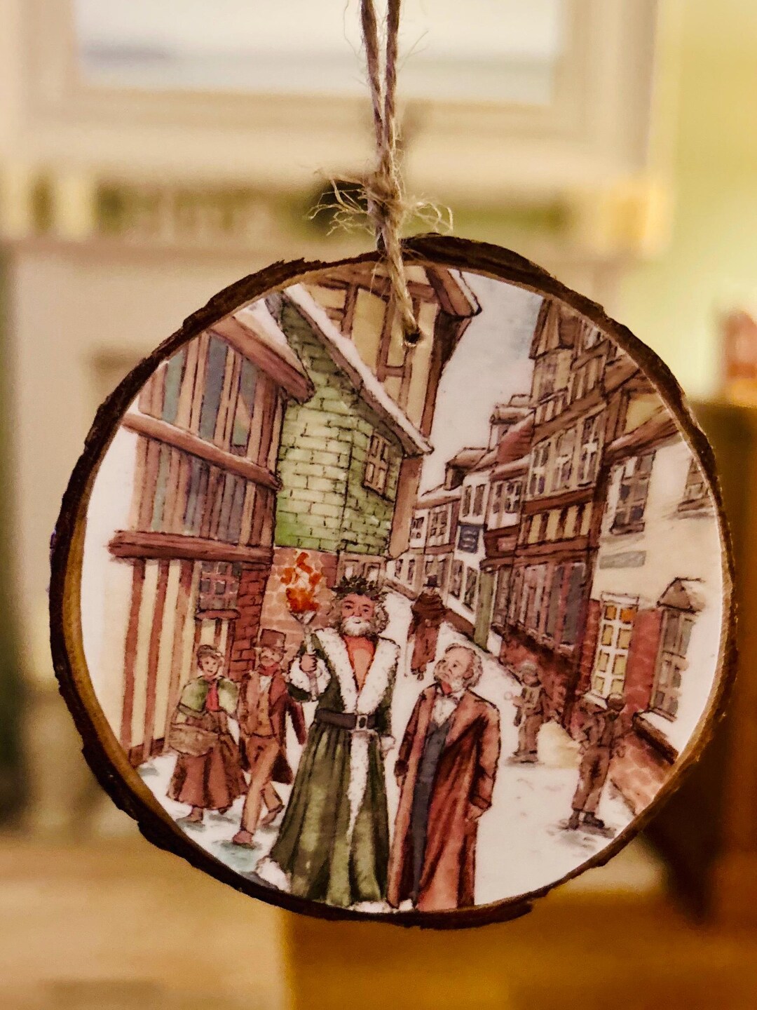 Christmas Carol Decorations Rustic Wood Slices Shrewsbury Artwork ...