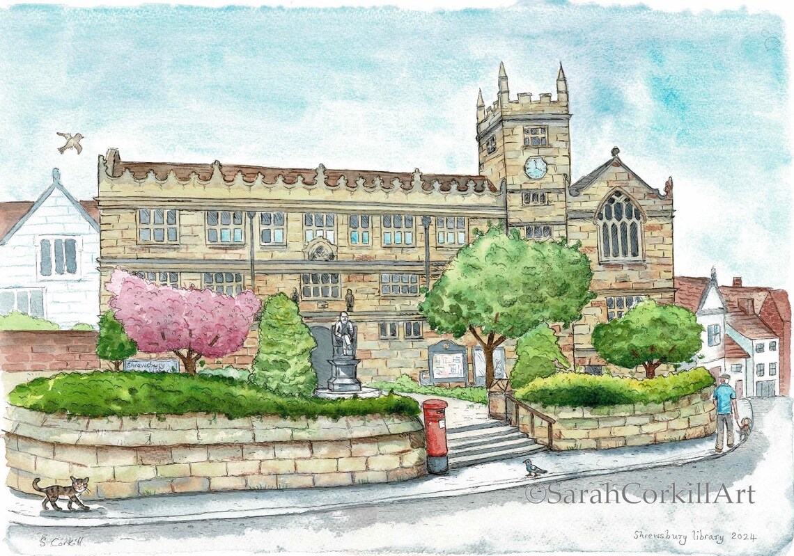 A4 Fine Art Print Shrewsbury Library Signed - Etsy