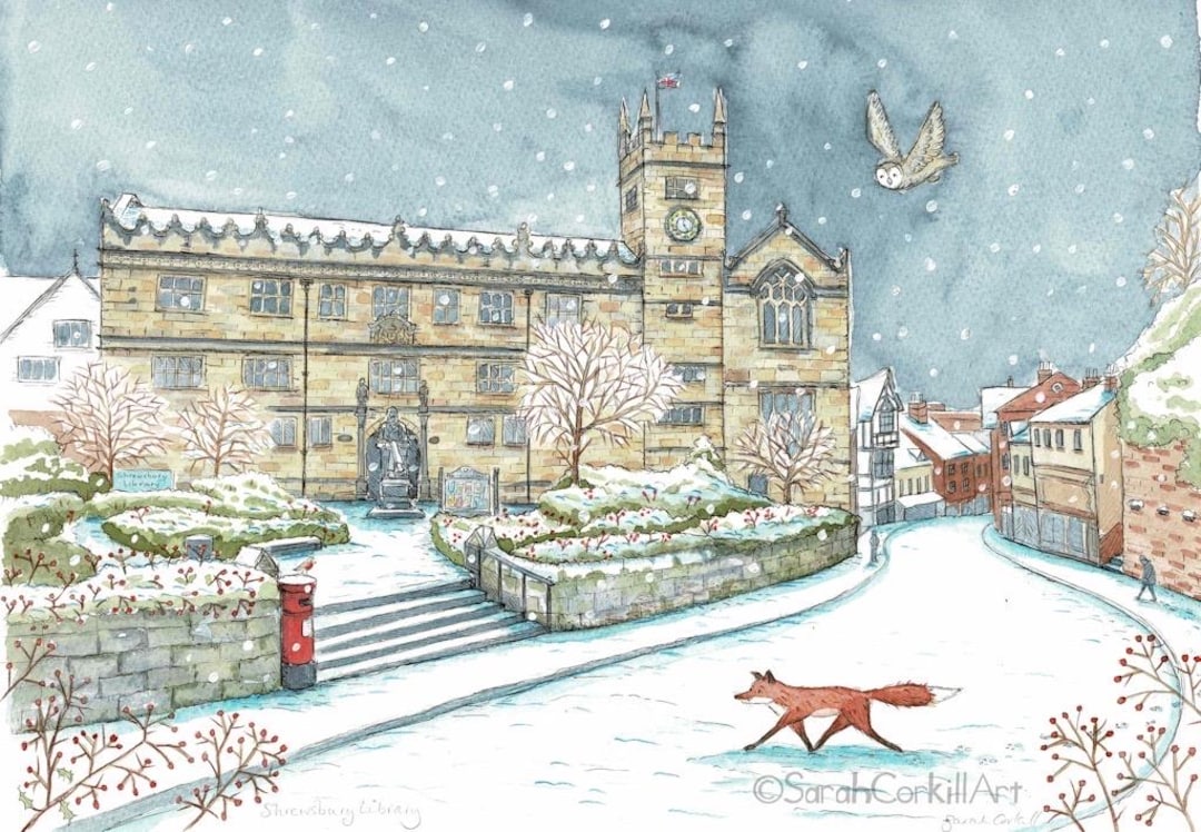 A4 Fine Art Signed Print Shrewsbury Library in the Snow - Etsy