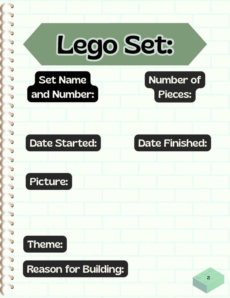 Green Brick Inspired Diary | Digital Planner PDF | LEGO Inspired ...