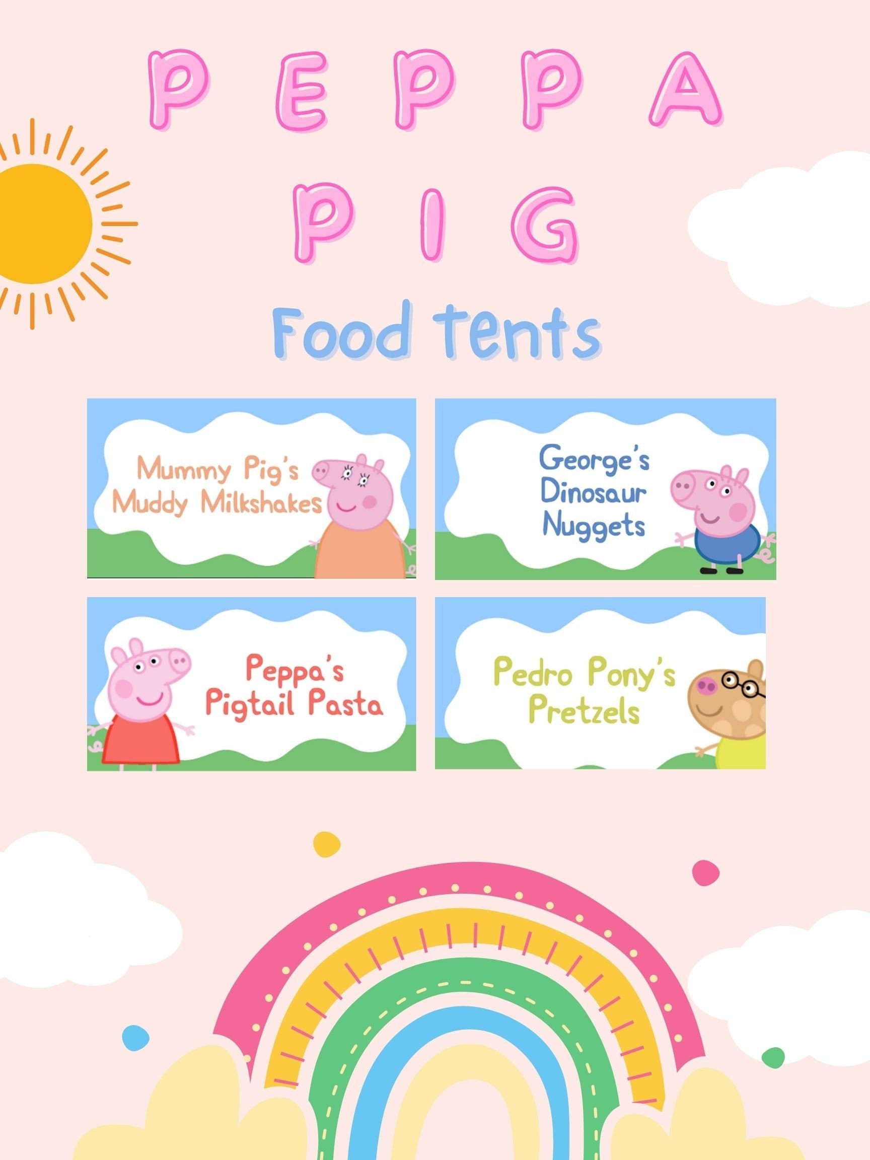 Instant Download Peppa Pig Food Party Labels | Etsy