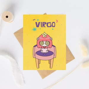 Adorable Virgo Animated Girl in Chair Card| Animated Zodiac Greeting ...
