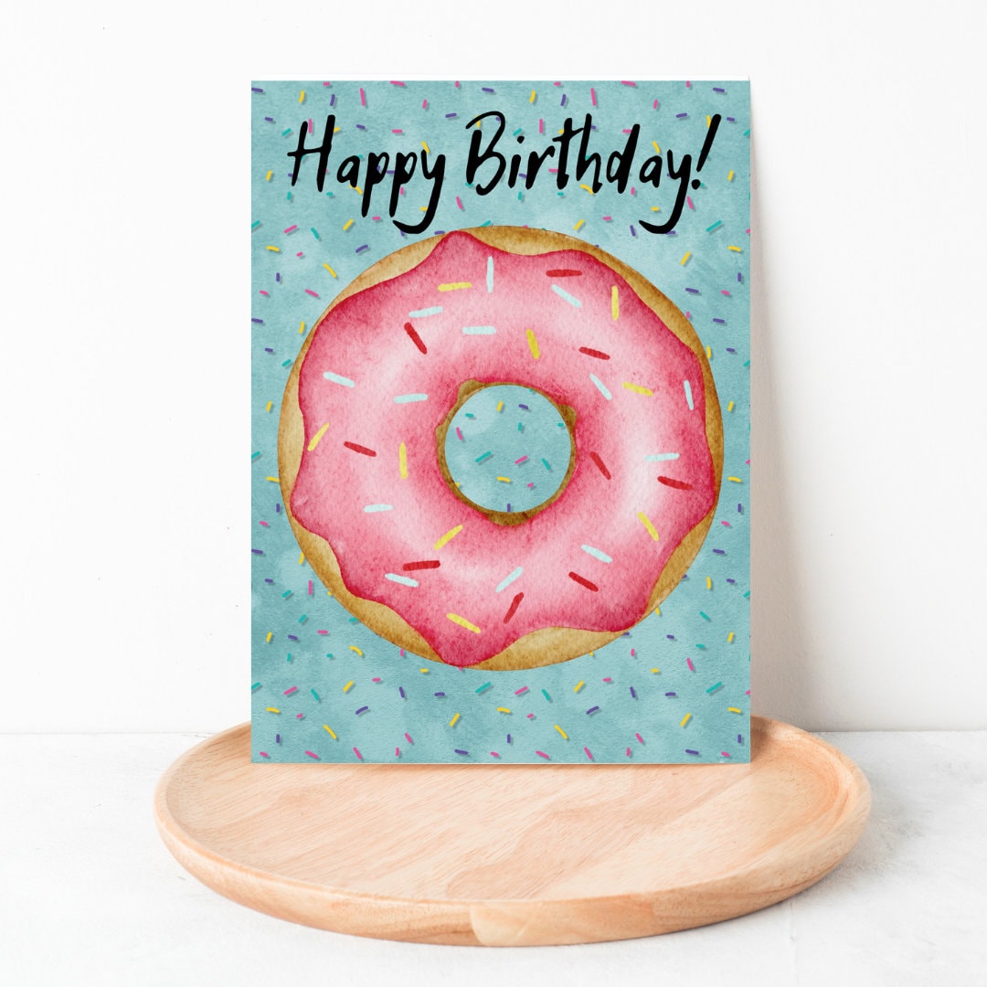 Funny Donut Birthday Card Happy Birthday Greeting Card Punny Happy ...