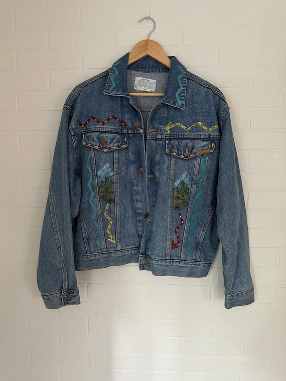 Rare Vintage Jordache Denim Jacket with Beautiful Han… - Gem