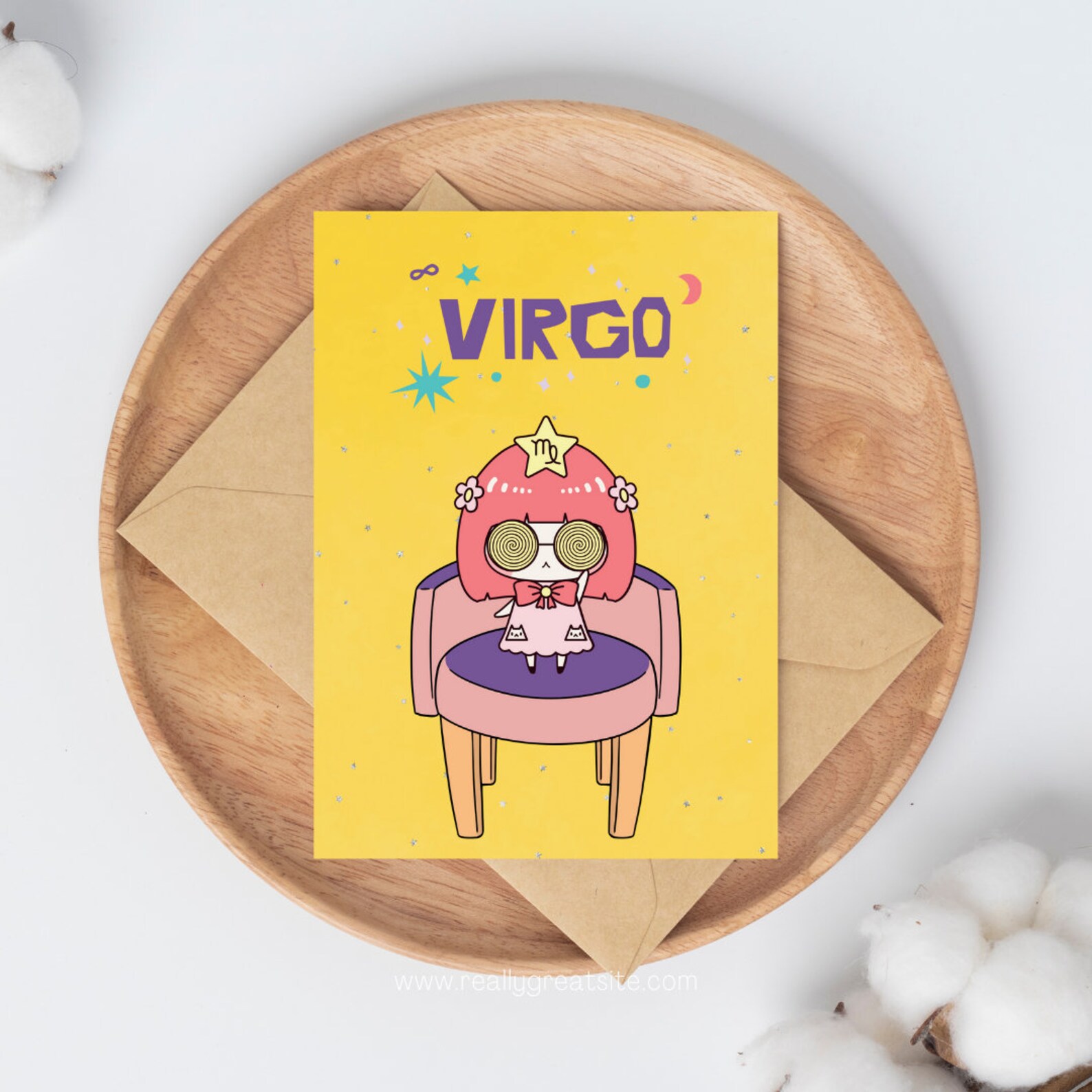 Adorable Virgo Animated Girl in Chair Card| Animated Zodiac Greeting ...