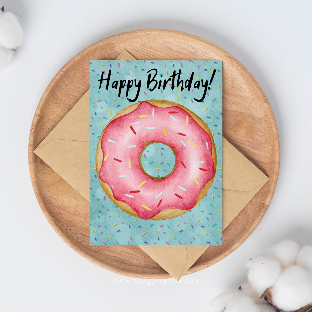 Funny Donut Birthday Card Happy Birthday Greeting Card Punny - Etsy
