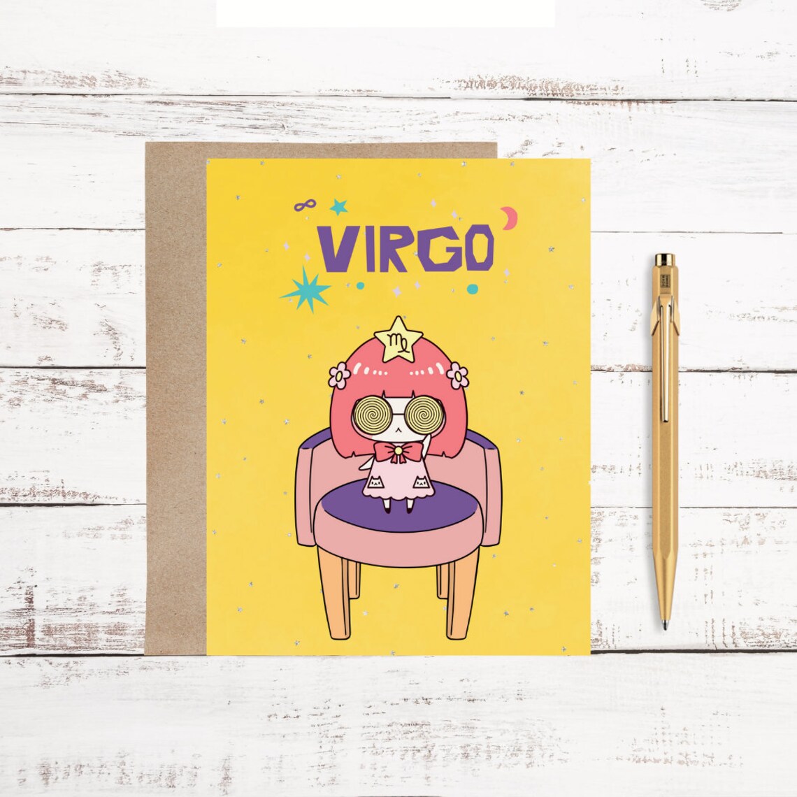 Adorable Virgo Animated Girl in Chair Card| Animated Zodiac Greeting ...
