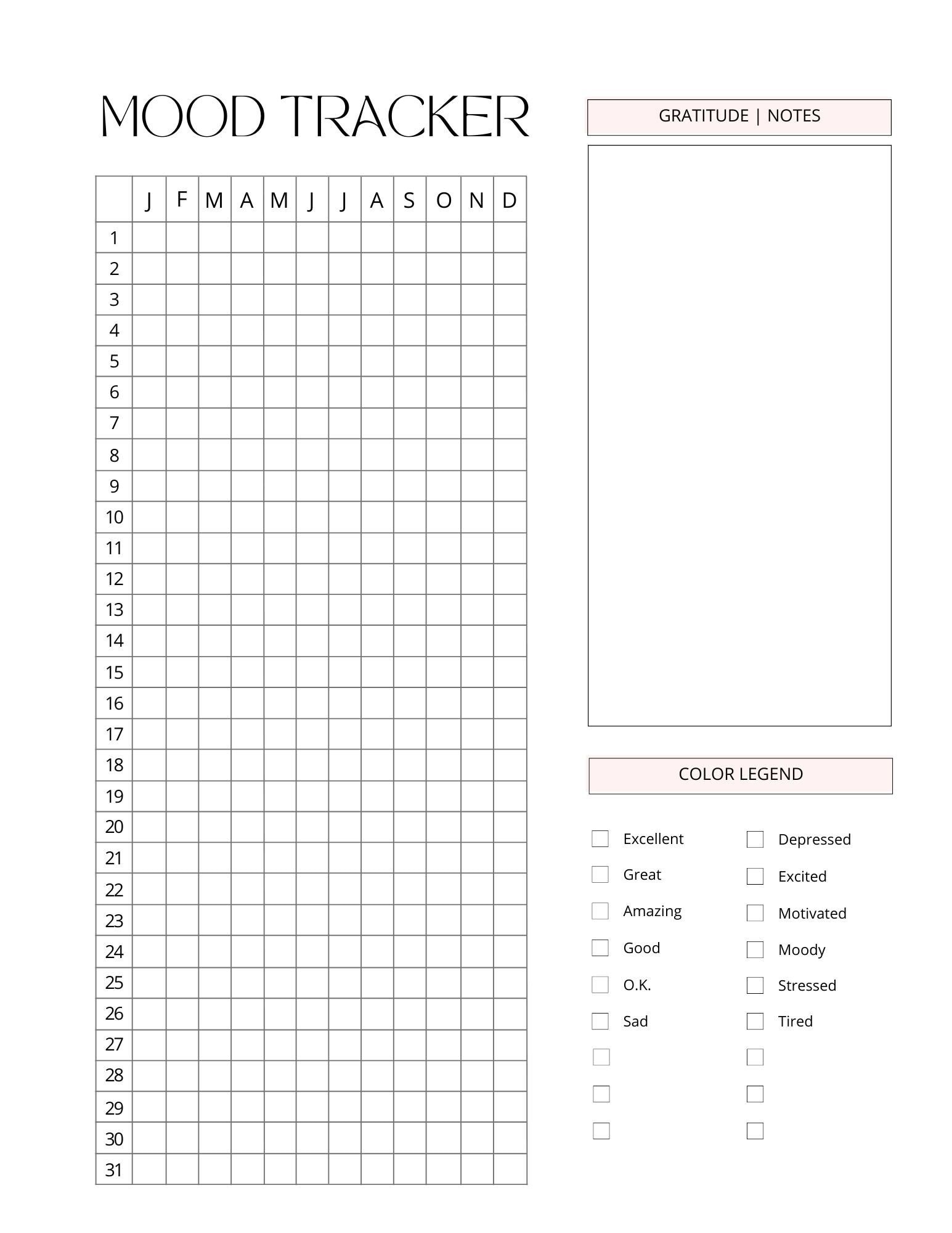 Editable Mood Tracker - Etsy