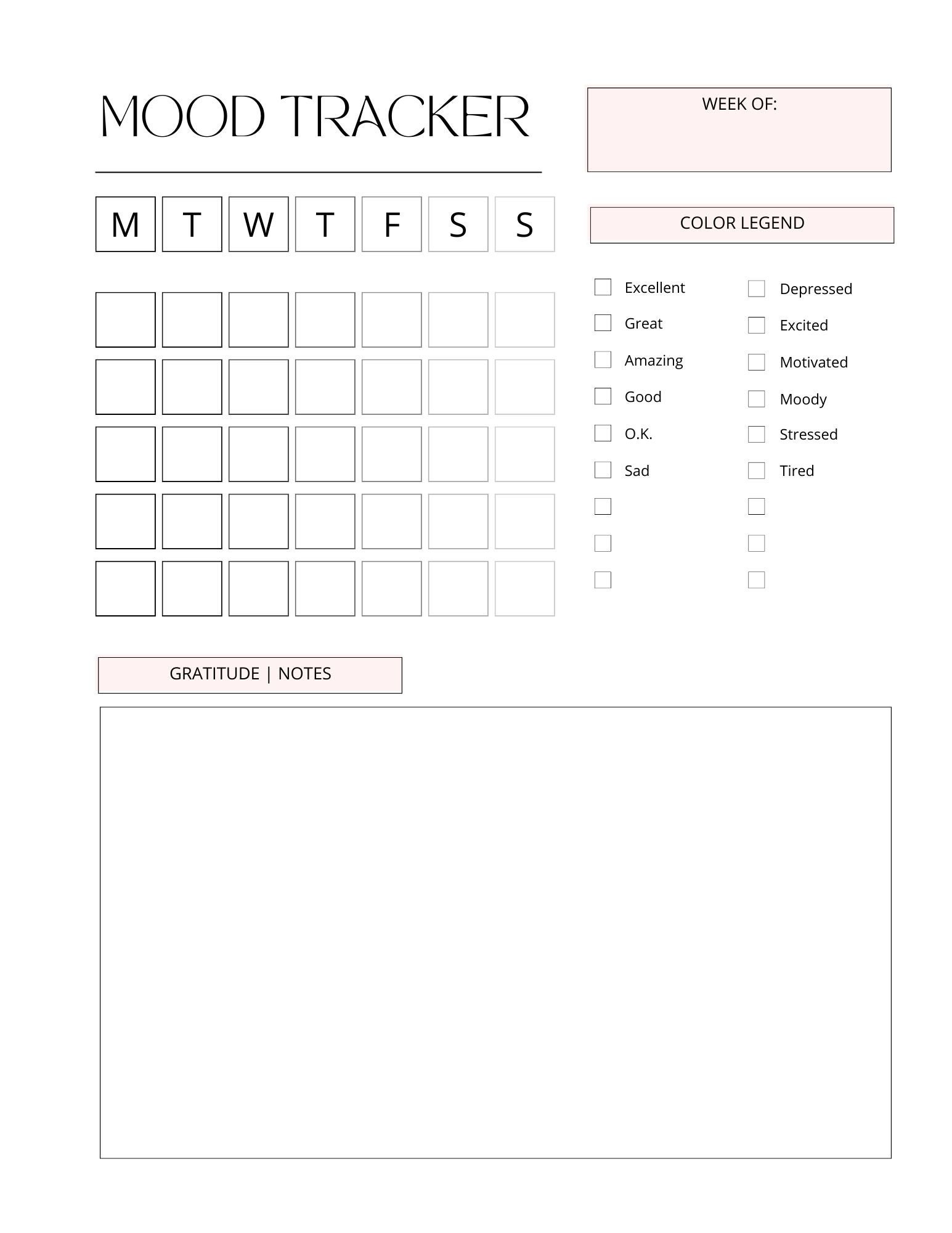 Editable Mood Tracker - Etsy