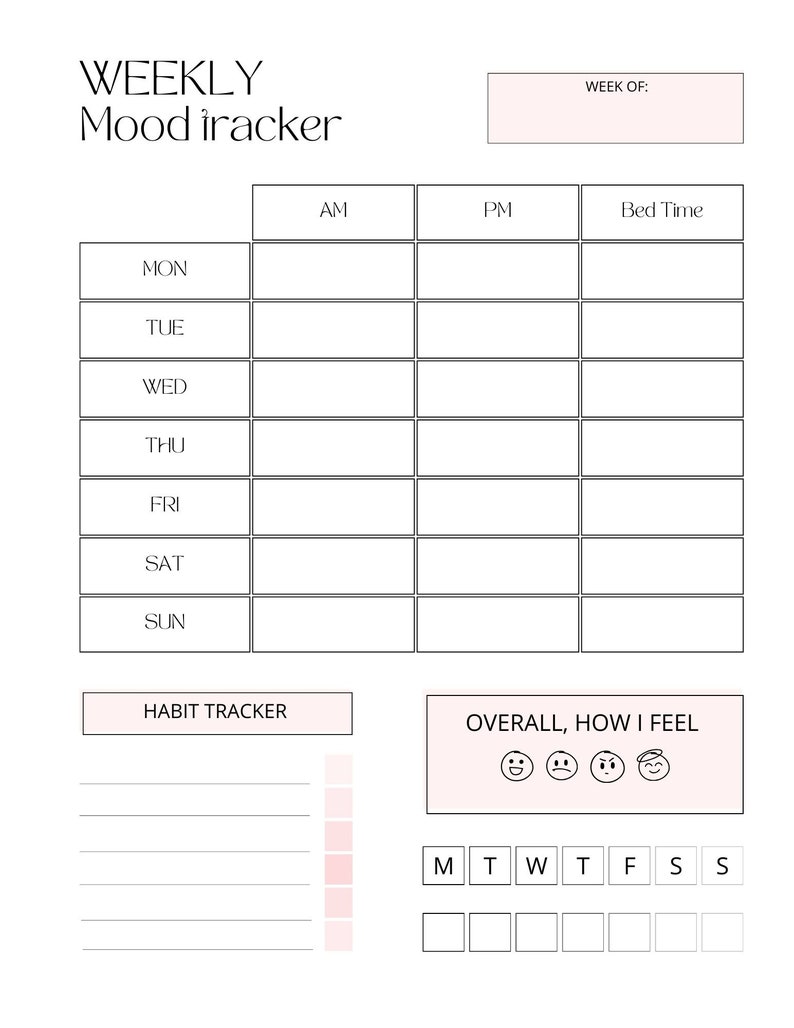 Editable Mood Tracker - Etsy