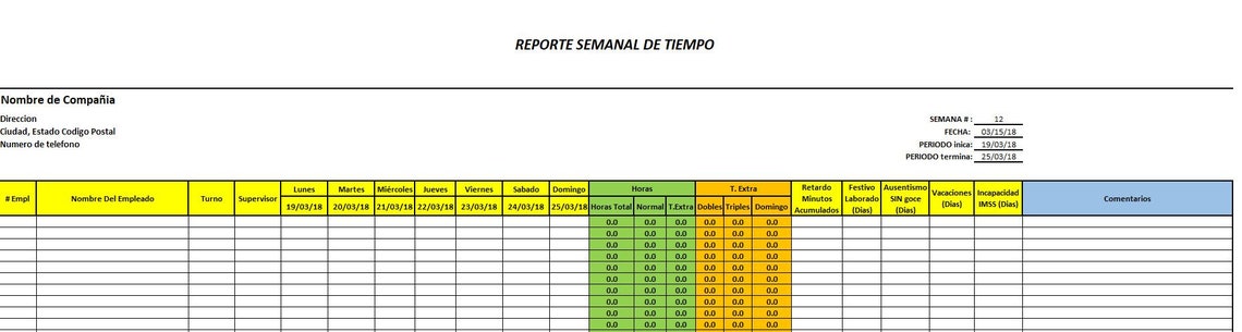 Weekly Hours Report for Mexico Payroll Reporte Semanal De - Etsy