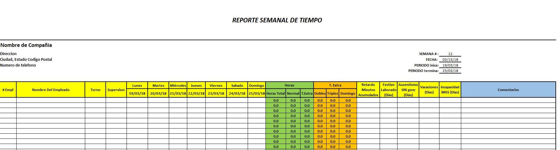 Weekly Hours Report for Mexico Payroll Reporte Semanal De - Etsy
