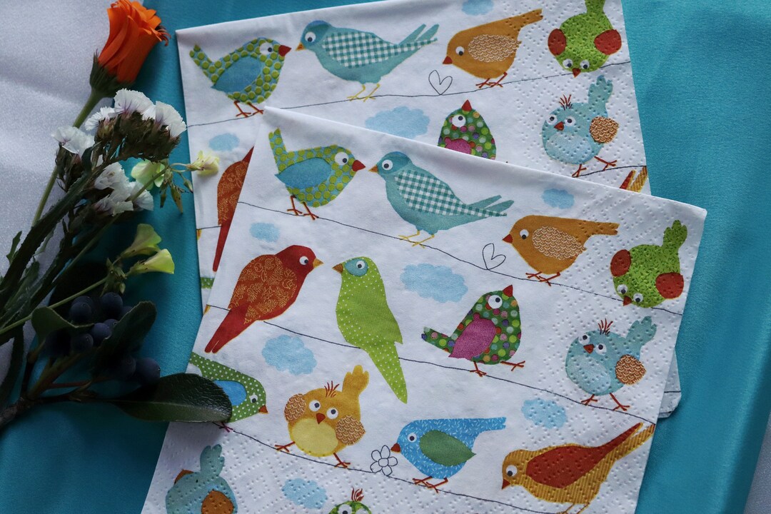 Set of 2 Cute Birds Animal Paper Napkin Serviette for Decoupage ...