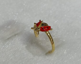 Ladybug Solid Gold Ring - Etsy
