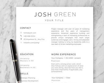 CV Template Professional, Resume Template Modern and Simple, Cv ...