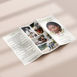 Editable Funeral Program | Tri-fold Obituary Template for Men and Women ...