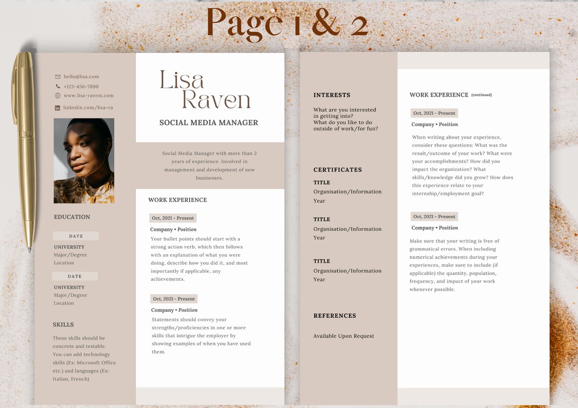 CV Template Professional, Resume Template Modern and Simple, Cv ...