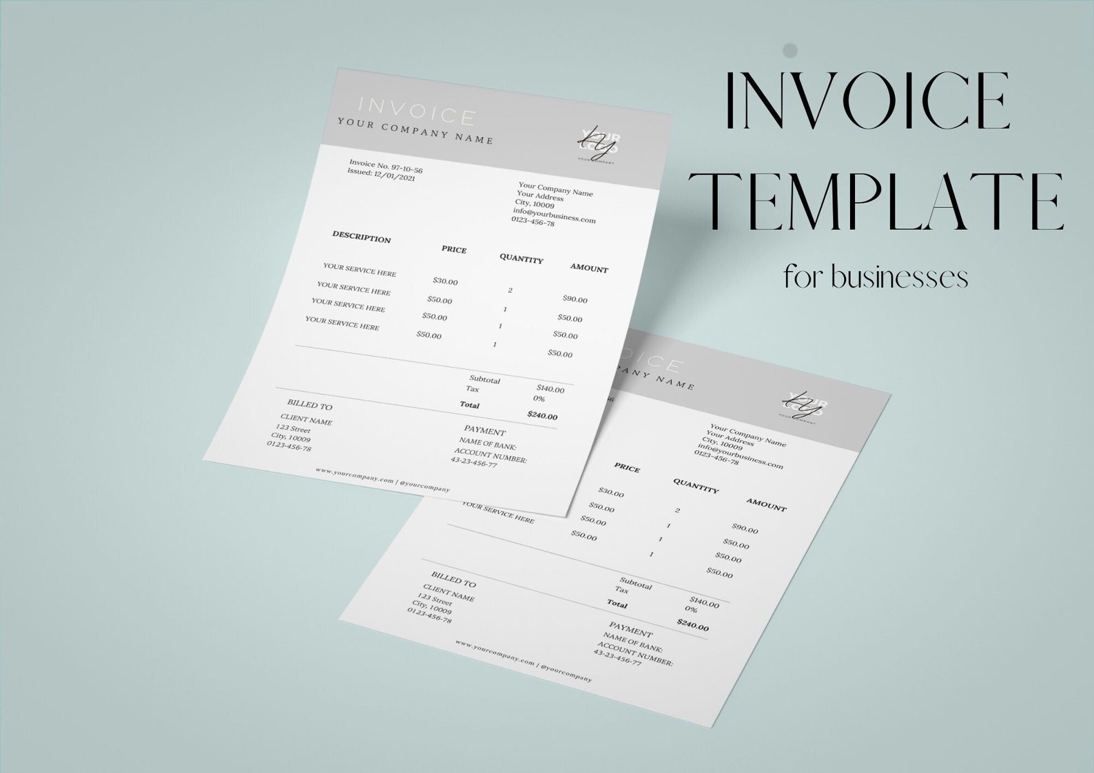 Invoice Template | Editable Invoice Download | Invoice Design Canva ...