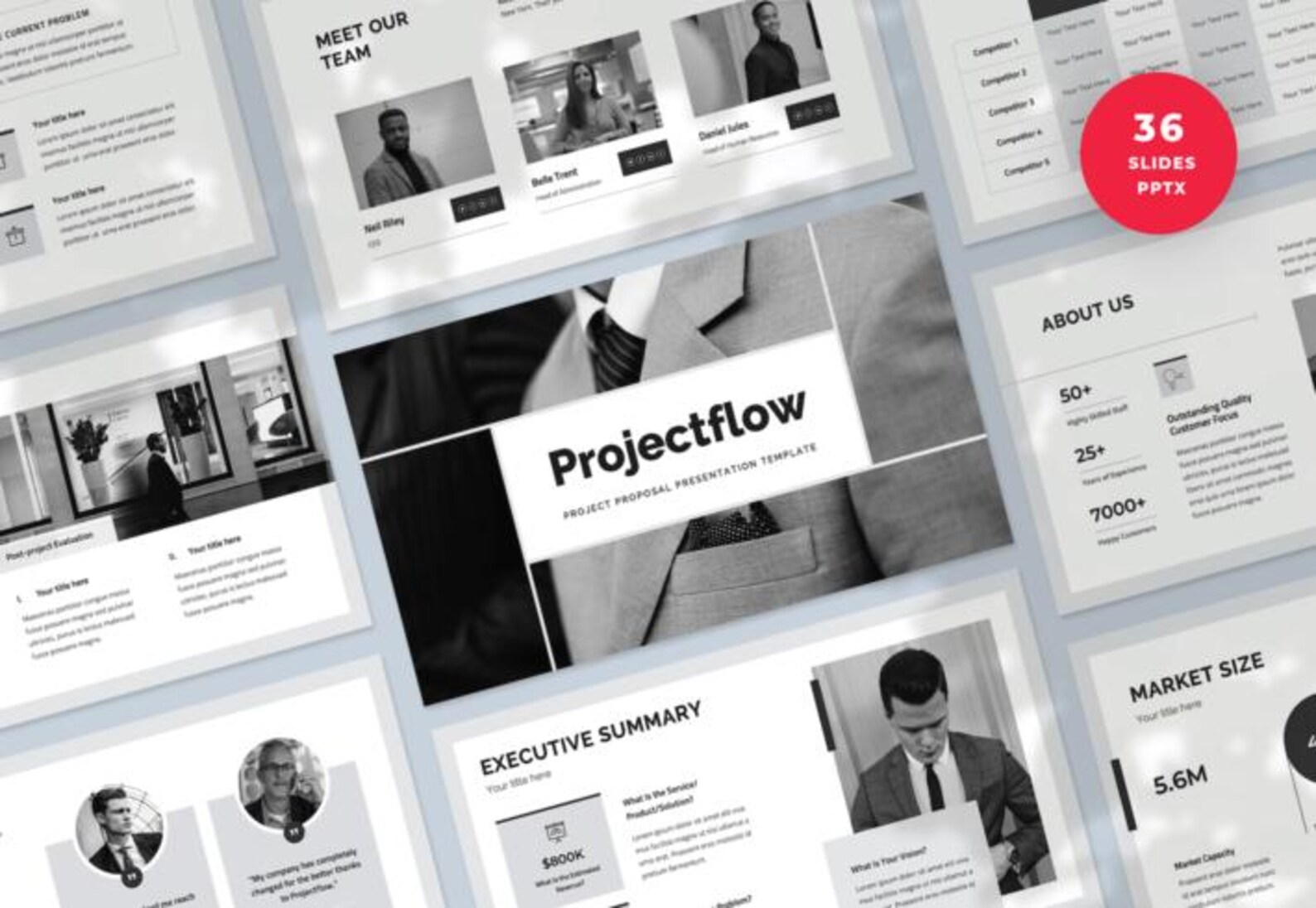 Projectflow Template for Powerpoint / Editable Powerpoint Template ...