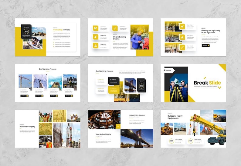 Construction & Building Powerpoint Presentation Template / Editable Powerpoint Template Design ...