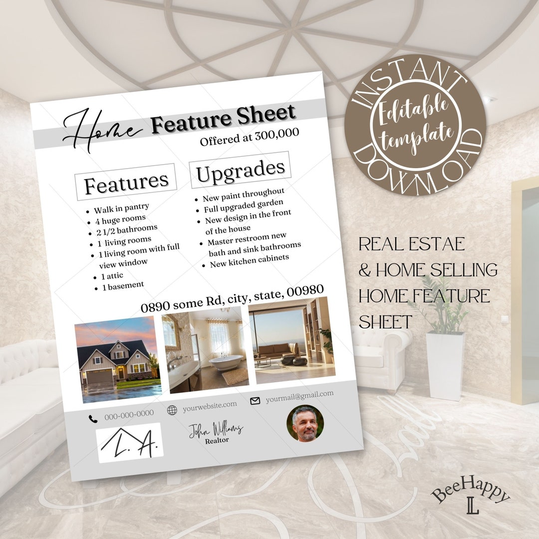 Modern Home Feature Sheet.house Feature Flyer.house Upgrade Sheet.home ...