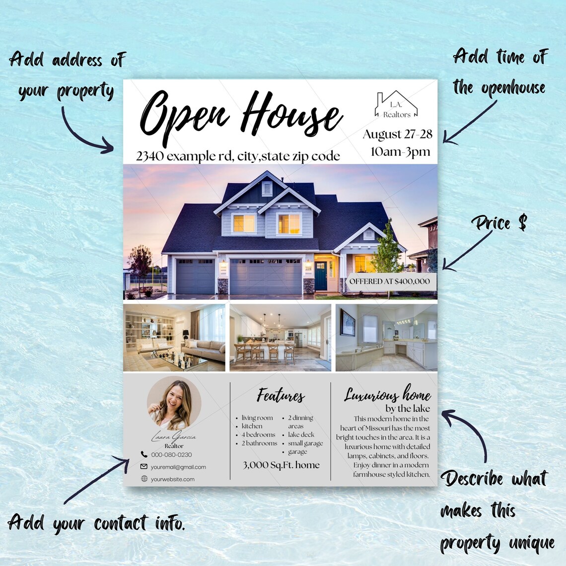 Open House Flyer Template. Real Estate Open House Flyer. Real Estate ...