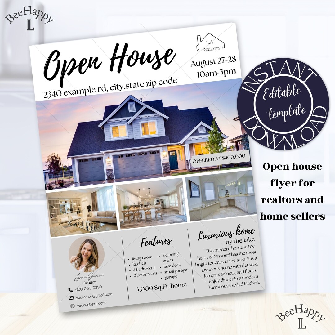 Open House Flyer Template. Real Estate Open House Flyer. Real Estate ...