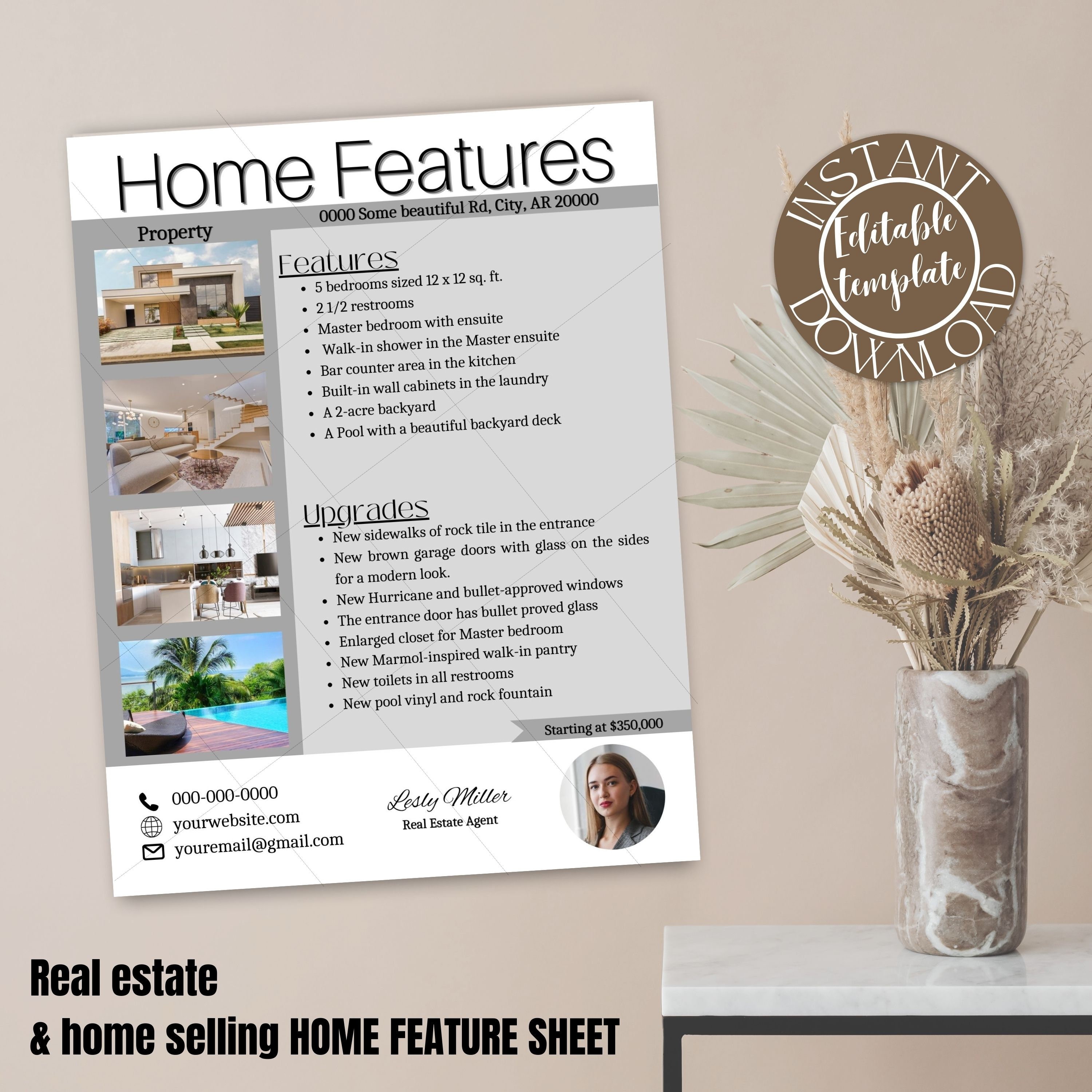 Home Feature Sheet | House Feature Flyer | House Upgrade Sheet | Home ...