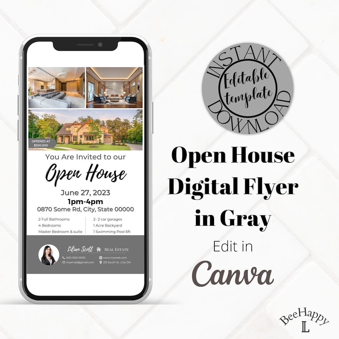 Digital Open House Flyer | Open House Invitation Template | Textable ...