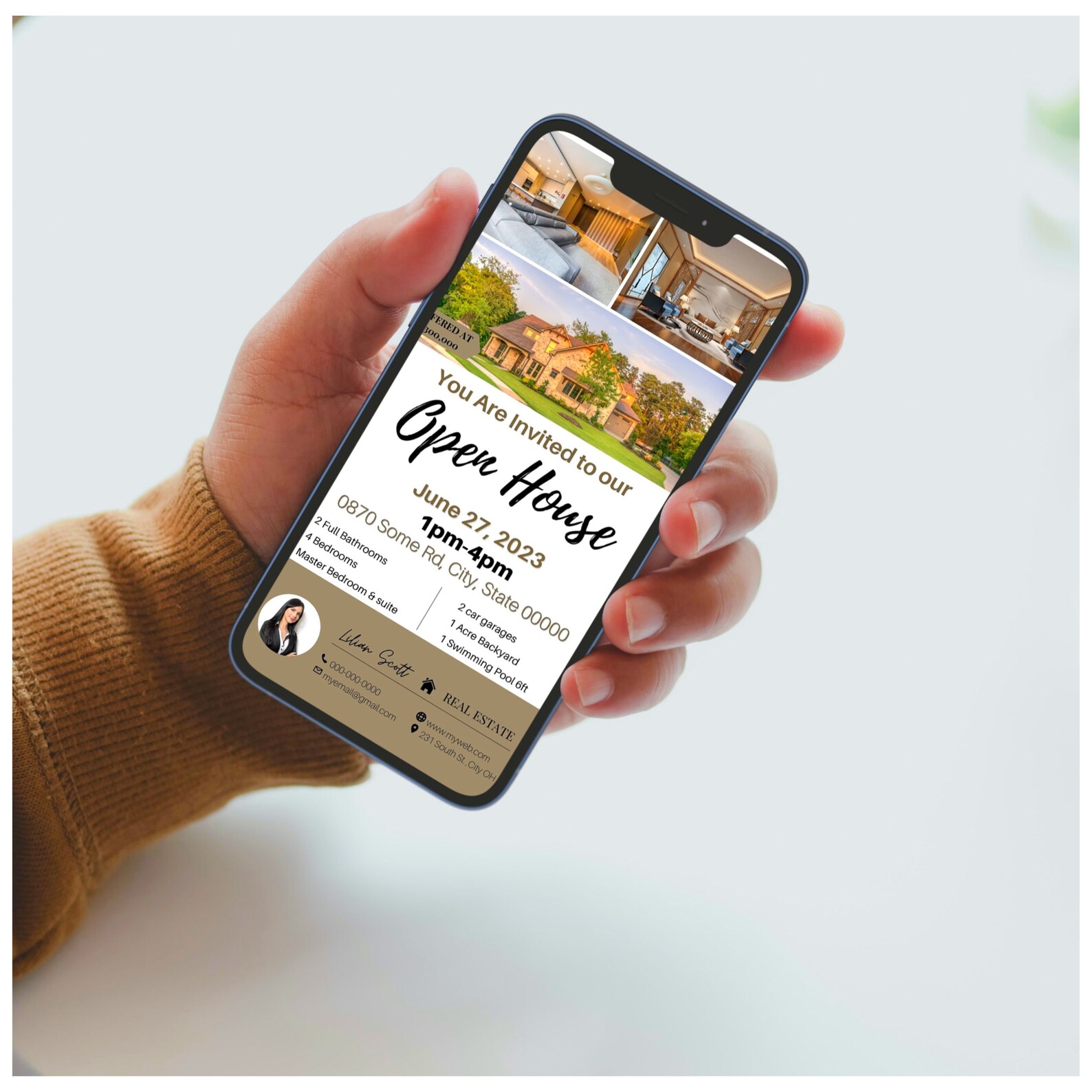 Minimalist Digital Open House Invitation | Open House Flyer Template ...