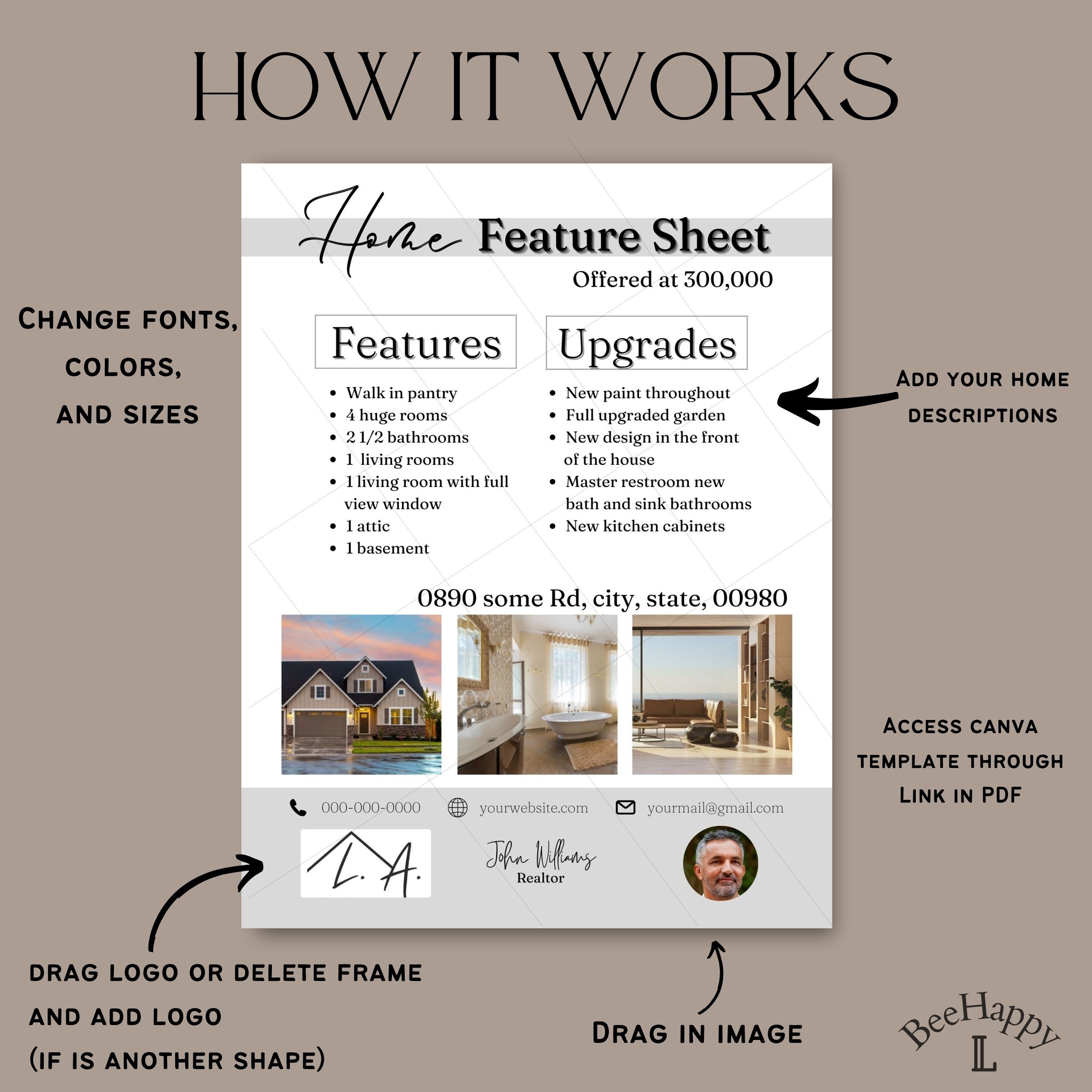 Modern Home Feature Sheet.house Feature Flyer.house Upgrade Sheet.home ...