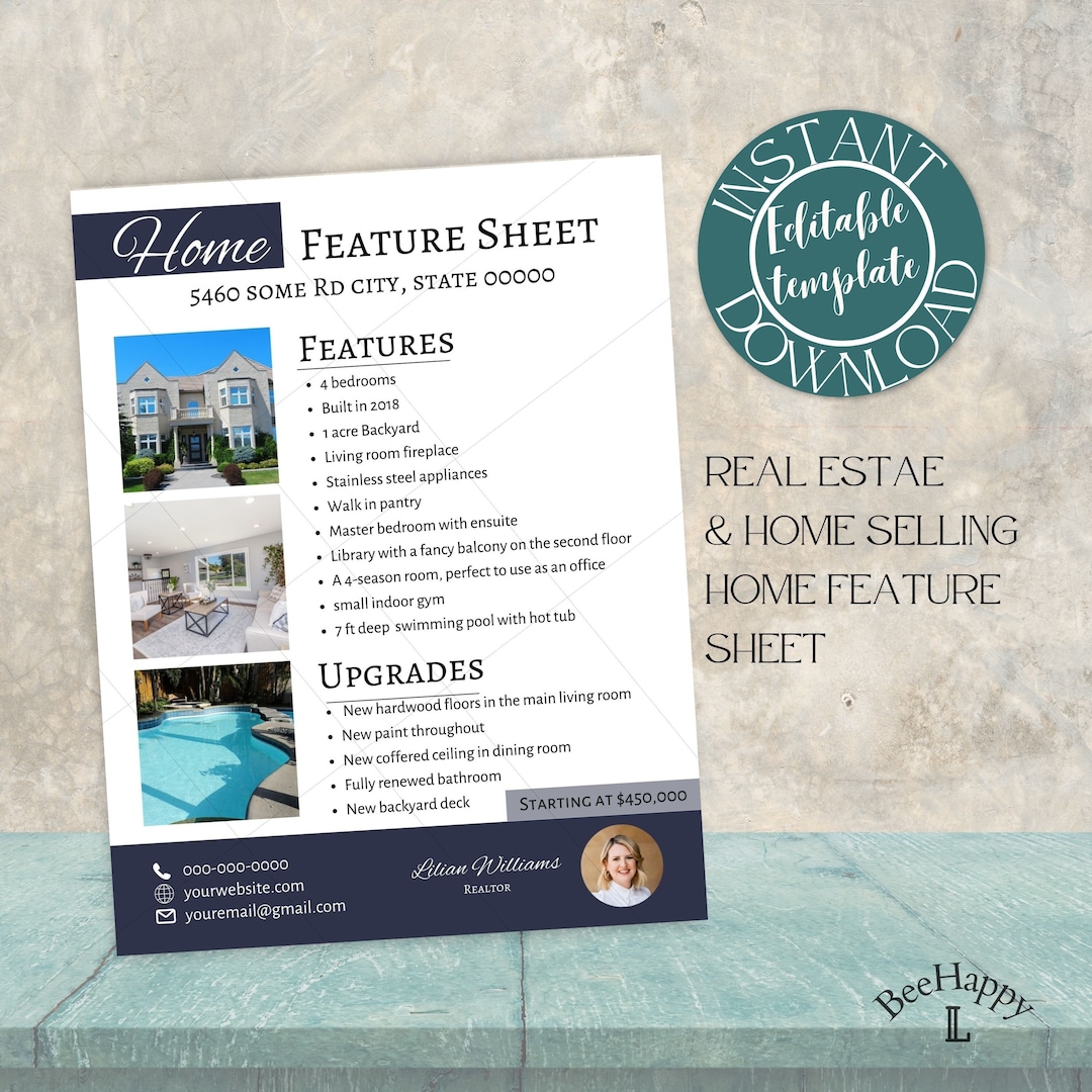 Modern Home Feature Sheet.house Feature Flyer.house Upgrade Sheet.home ...
