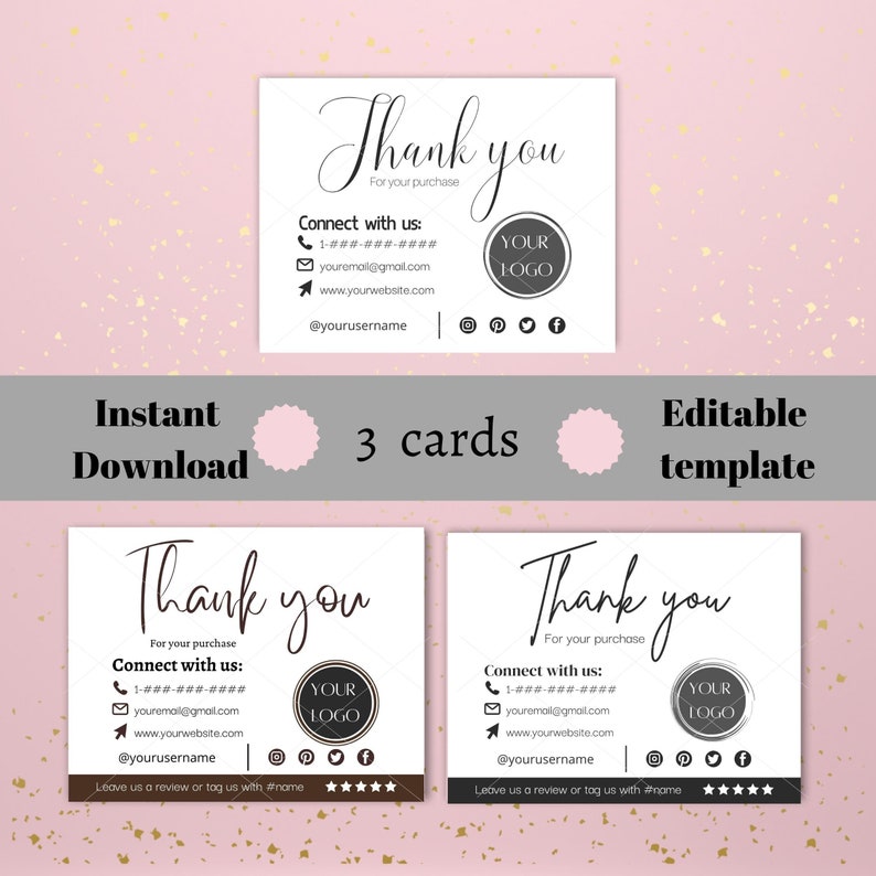 Tarjetas de agradecimiento imprimibles Plantilla empresarial - Etsy México