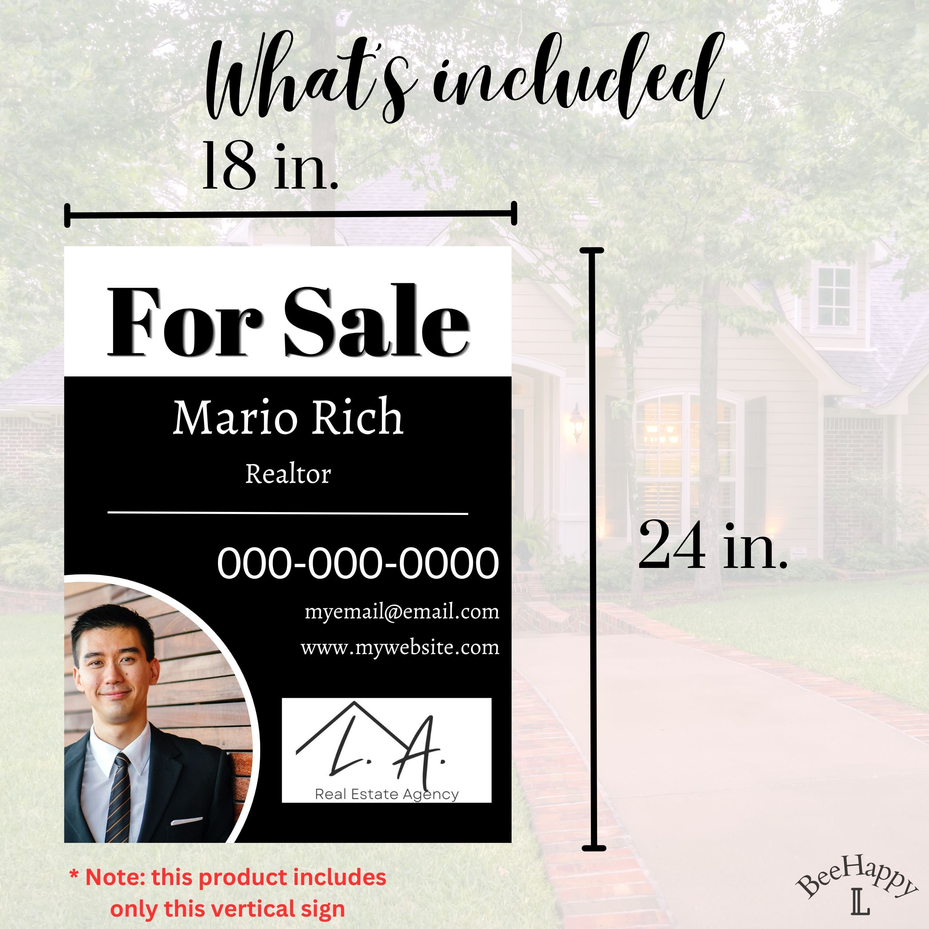 Realtor 'for Sale' Yard Sign Template | Vertical Real Estate Signage (digital Download) - Etsy