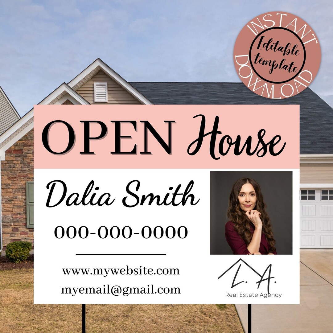 Open House Yard Sign Template | Real Estate Yard Sign | Realtor ...