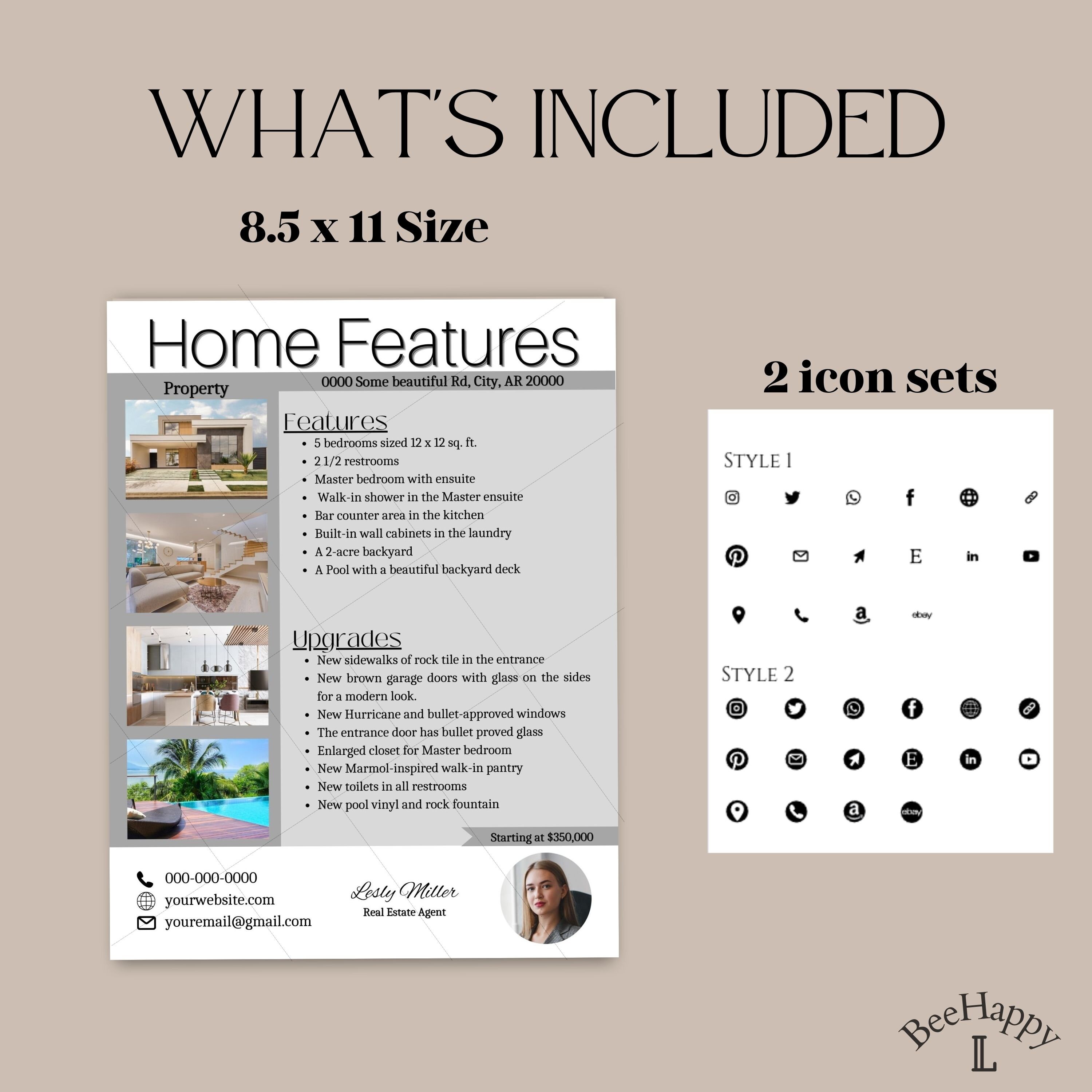 Home Feature Sheet | House Feature Flyer | House Upgrade Sheet | Home ...
