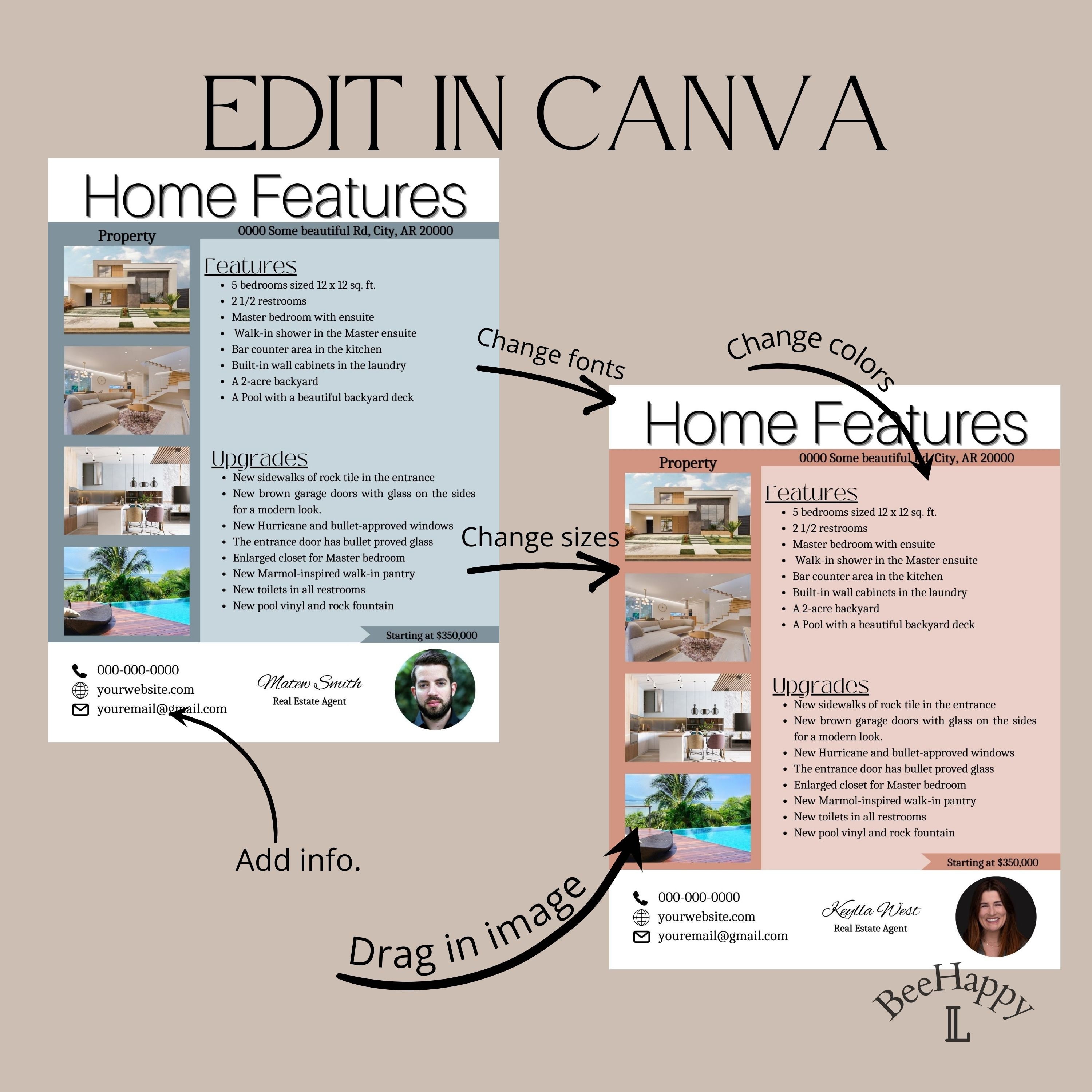 Home Feature Sheet | House Feature Flyer | House Upgrade Sheet | Home ...