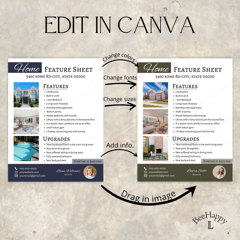 Modern Home Feature Sheet.house Feature Flyer.house Upgrade Sheet.home ...