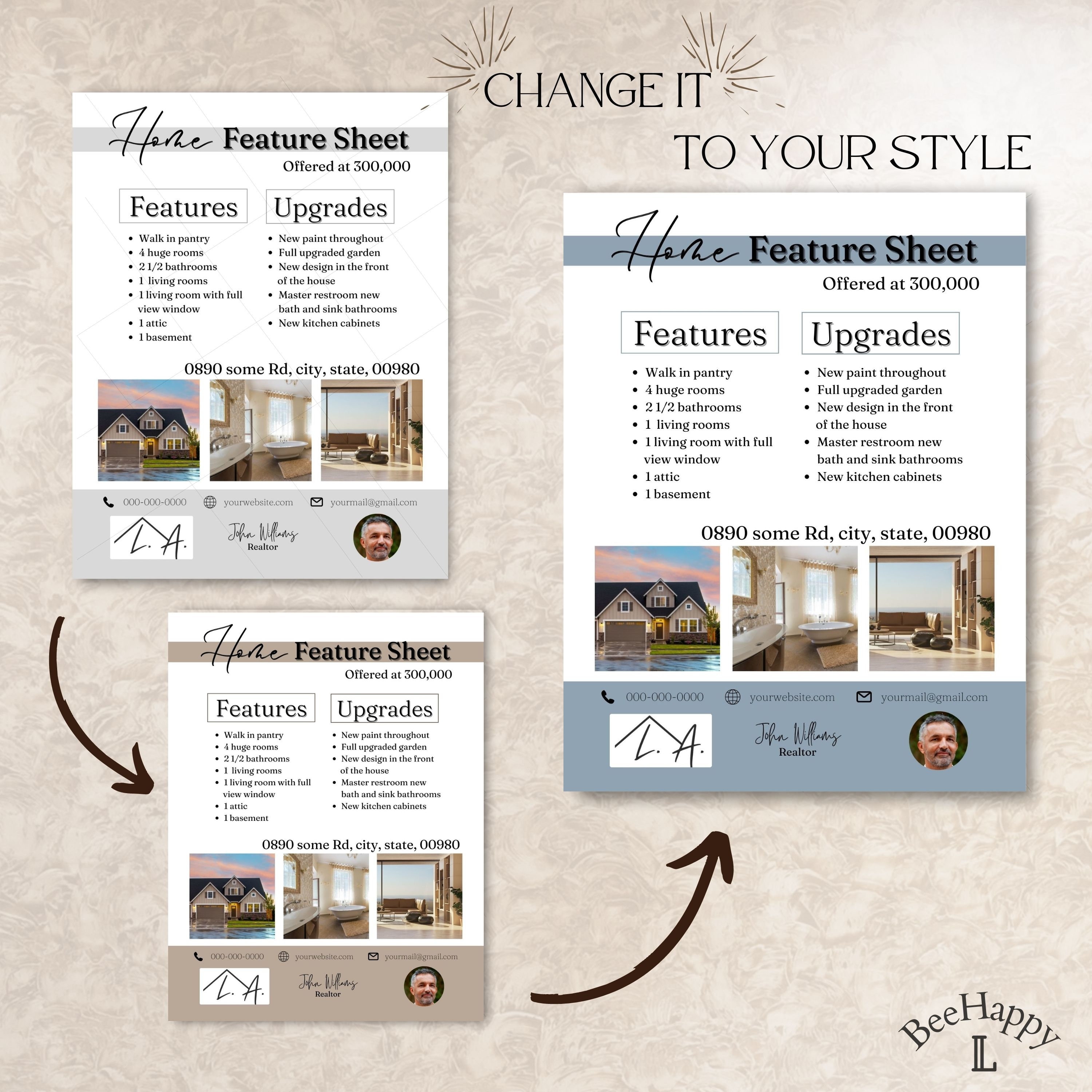 Modern Home Feature Sheet.house Feature Flyer.house Upgrade Sheet.home ...